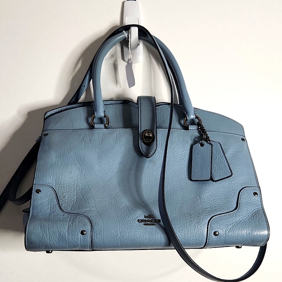 Coach | Bags | Coach Lt Blue Leather Gun Hardware And Xbody Strap 3 ...